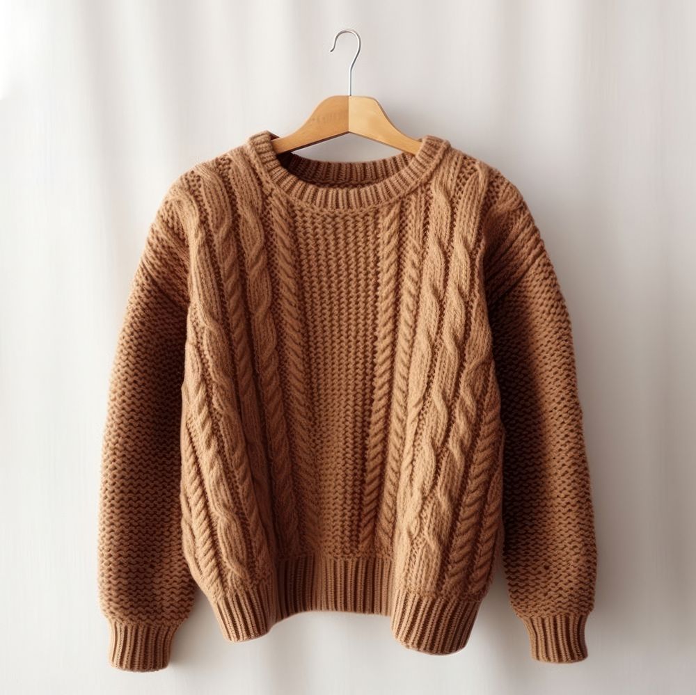 Brown knitted sweater coathanger sweatshirt | Premium Photo - rawpixel