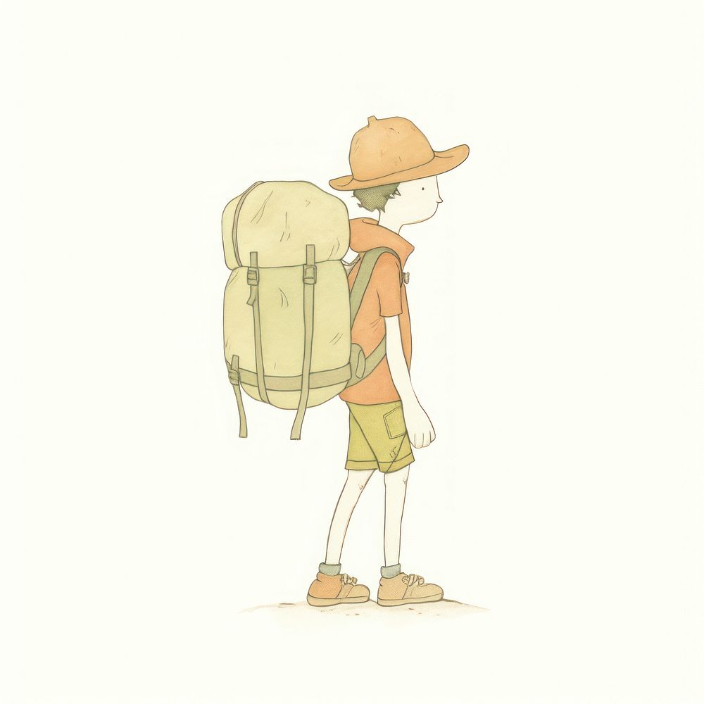 Backpacker character drawing sketch travel. | Premium Photo ...
