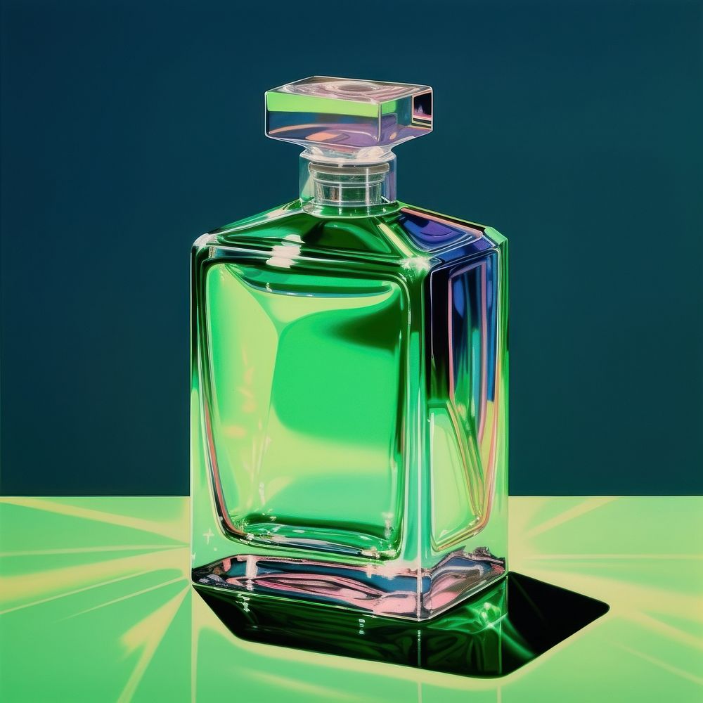 Glass bottle perfume rectangle shape | Premium Photo Illustration ...