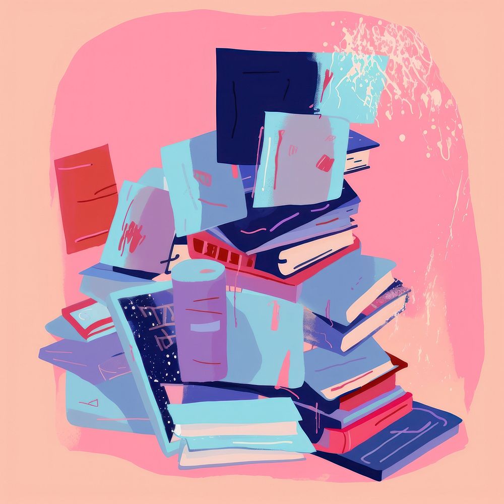 Book stack art publication cartoon. | Free Photo Illustration - rawpixel