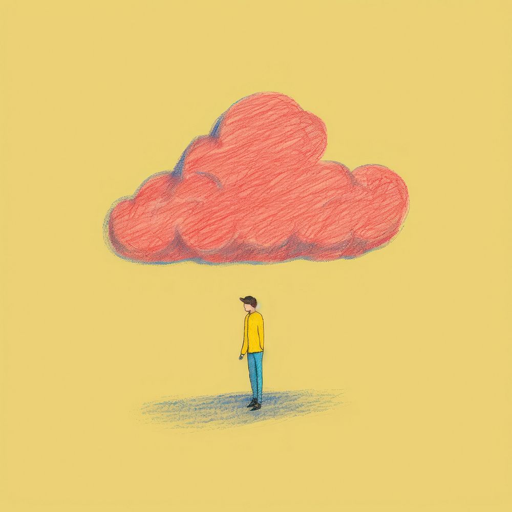Man walking cloud head drawing | Premium Photo Illustration - rawpixel