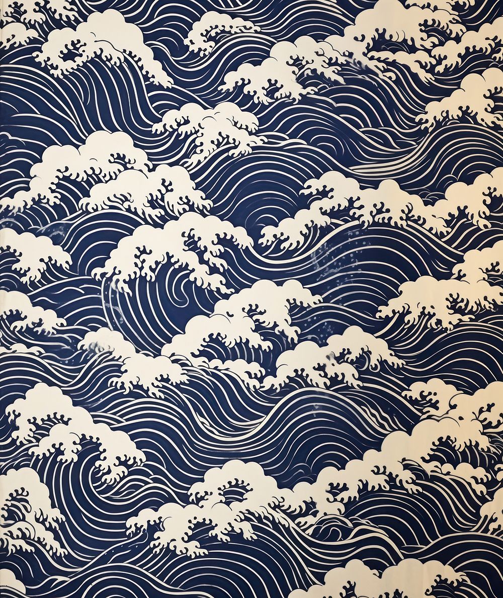 Japanese waves pattern nature backgrounds. | Premium Photo Illustration ...