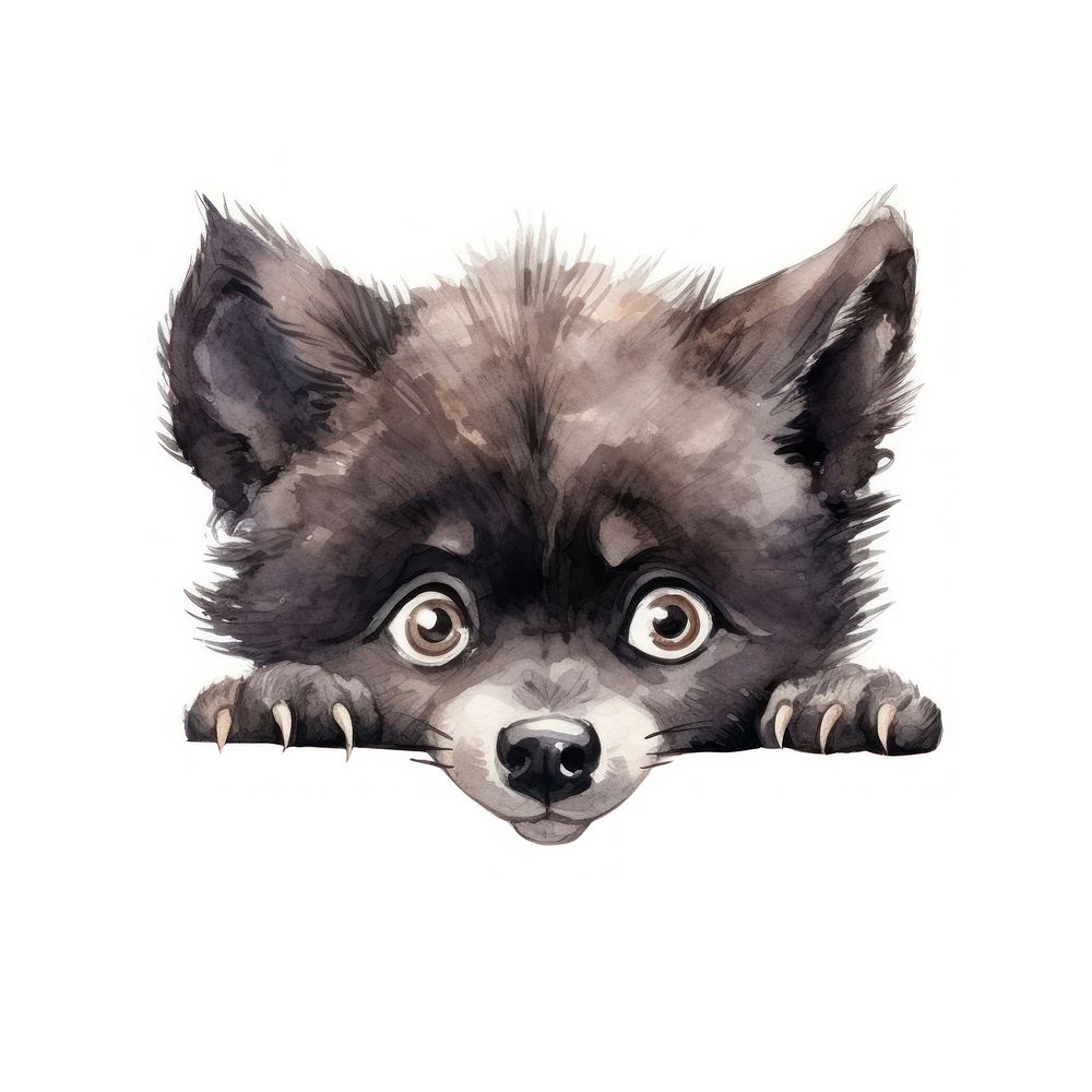 Peeking Wolf showing emotion agitated | Free Photo Illustration - rawpixel