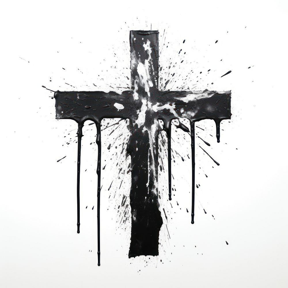 Graffiti sign black-painted cross crucifix | Premium Photo Illustration ...