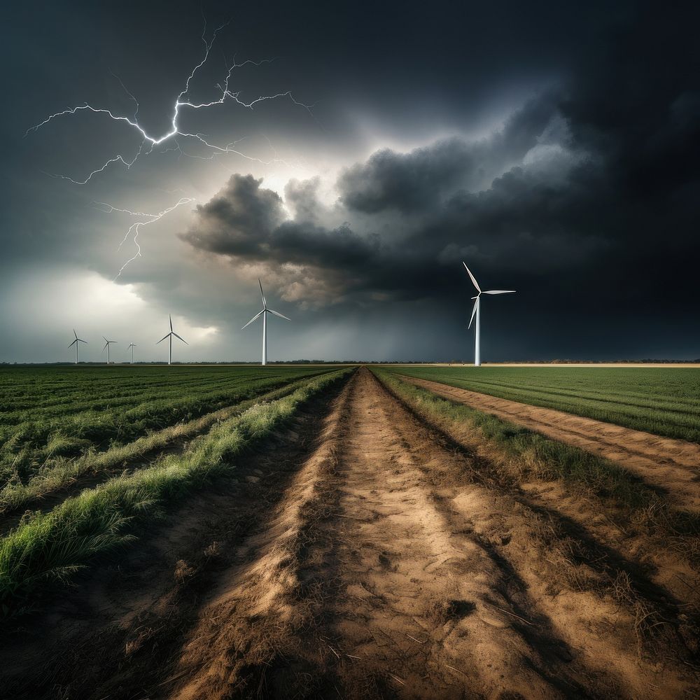 Storm field outdoors windmill. | Free Photo - rawpixel