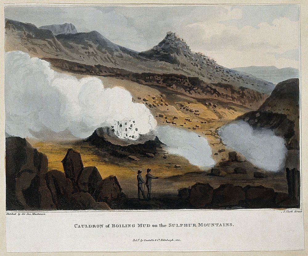 cauldron boiling mud sulphur mountain | Free Photo Illustration - rawpixel