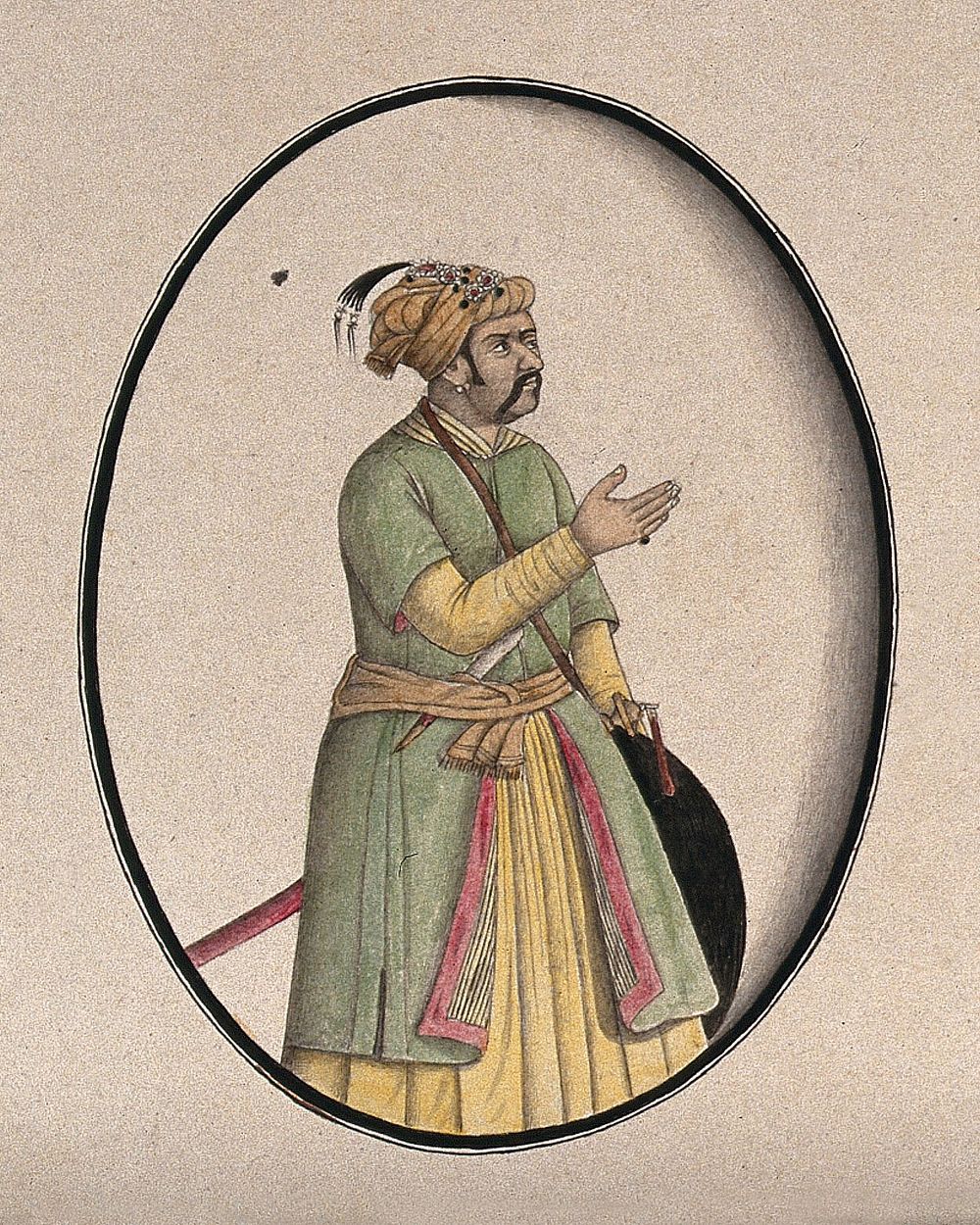 Mughal courtier long drooping moustaches | Free Photo Illustration ...