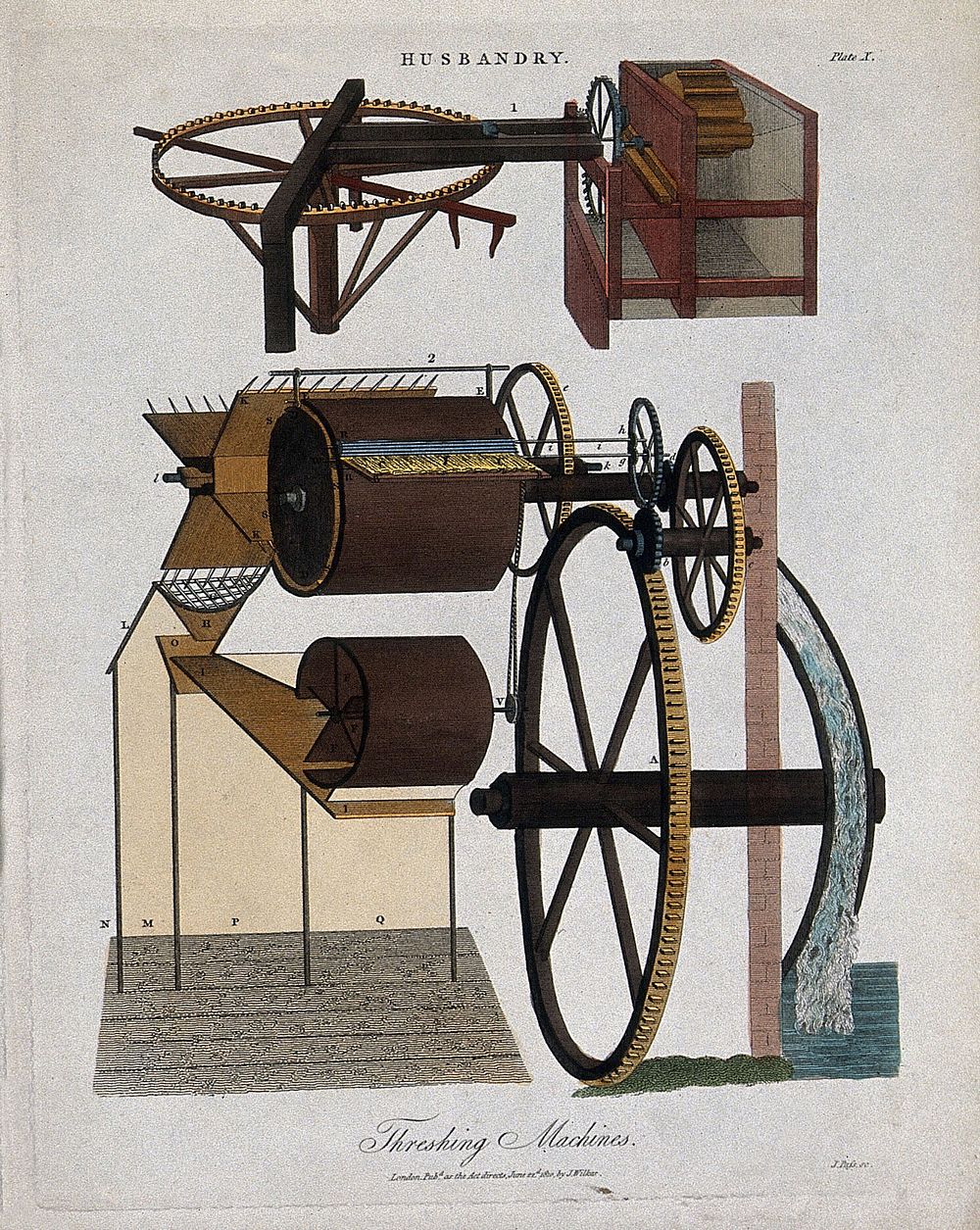 Agriculture: two threshing machines. Coloured | Free Photo Illustration ...