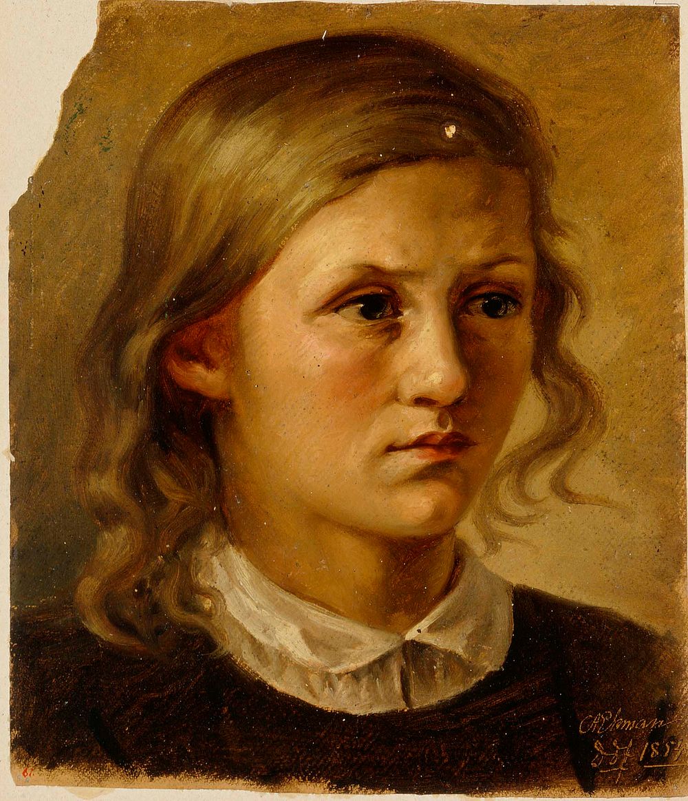 Tytön pää, 1854 Anders Ekman | Free Photo Illustration - rawpixel