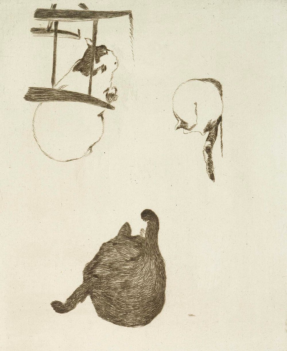 Three cats, 1868 - 1869 | Free Photo Illustration - rawpixel