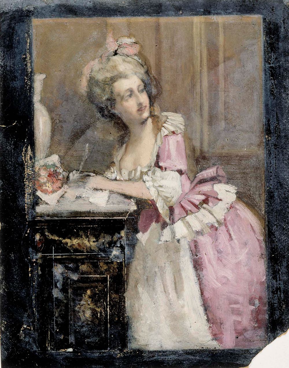 Lady writing, study ii rococo | Free Photo Illustration - rawpixel