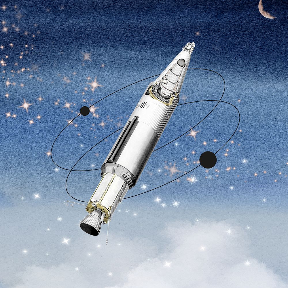 Aesthetic space rocket background, blue | Premium Photo - rawpixel