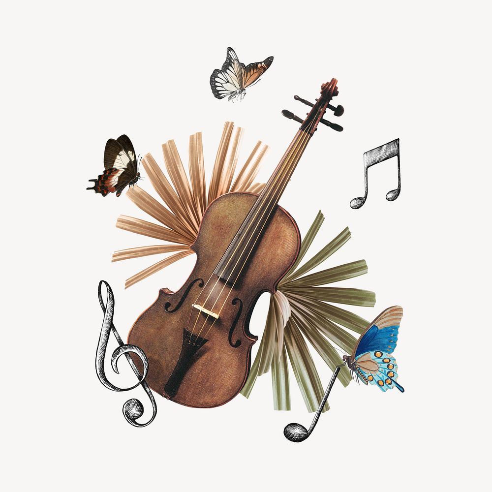 Violin music collage element, brown | Premium Photo Illustration - rawpixel