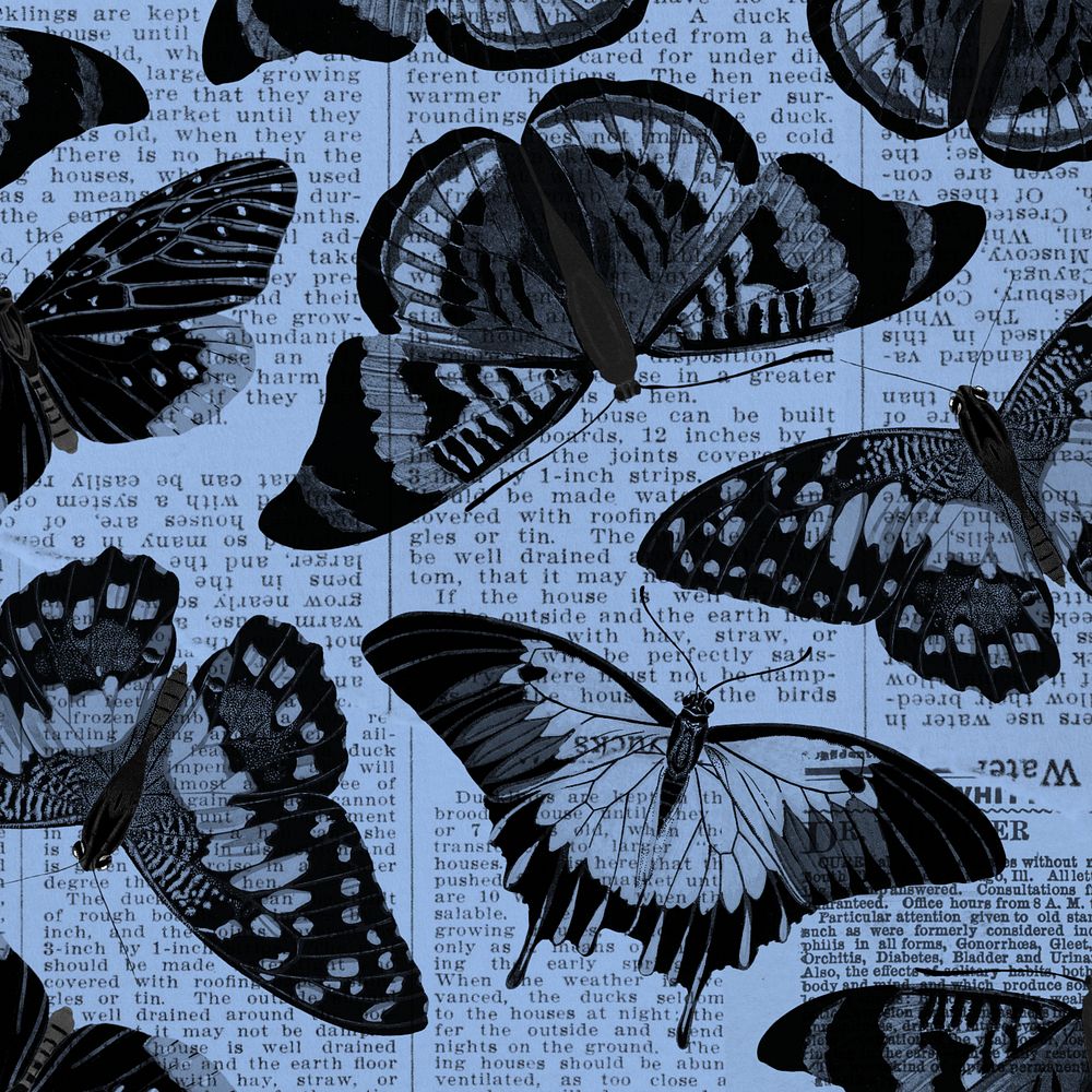 Blue butterfly patterned background, vintage | Premium Photo ...