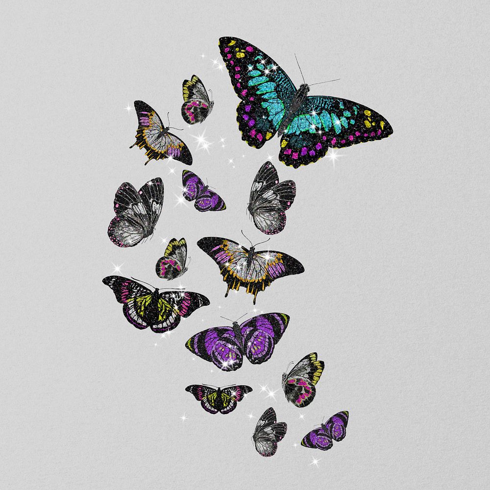 Sparkly flying butterflies, aesthetic graphic | Premium Photo ...