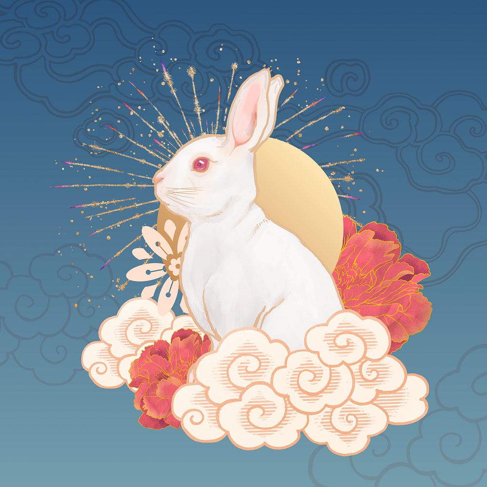 Oriental blue rabbit, Chinese zodiac | Premium Photo Illustration ...