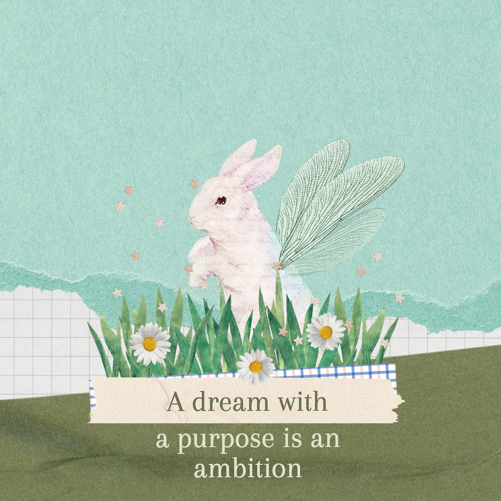 Easter bunny illustration, dream quote | Premium Photo - rawpixel