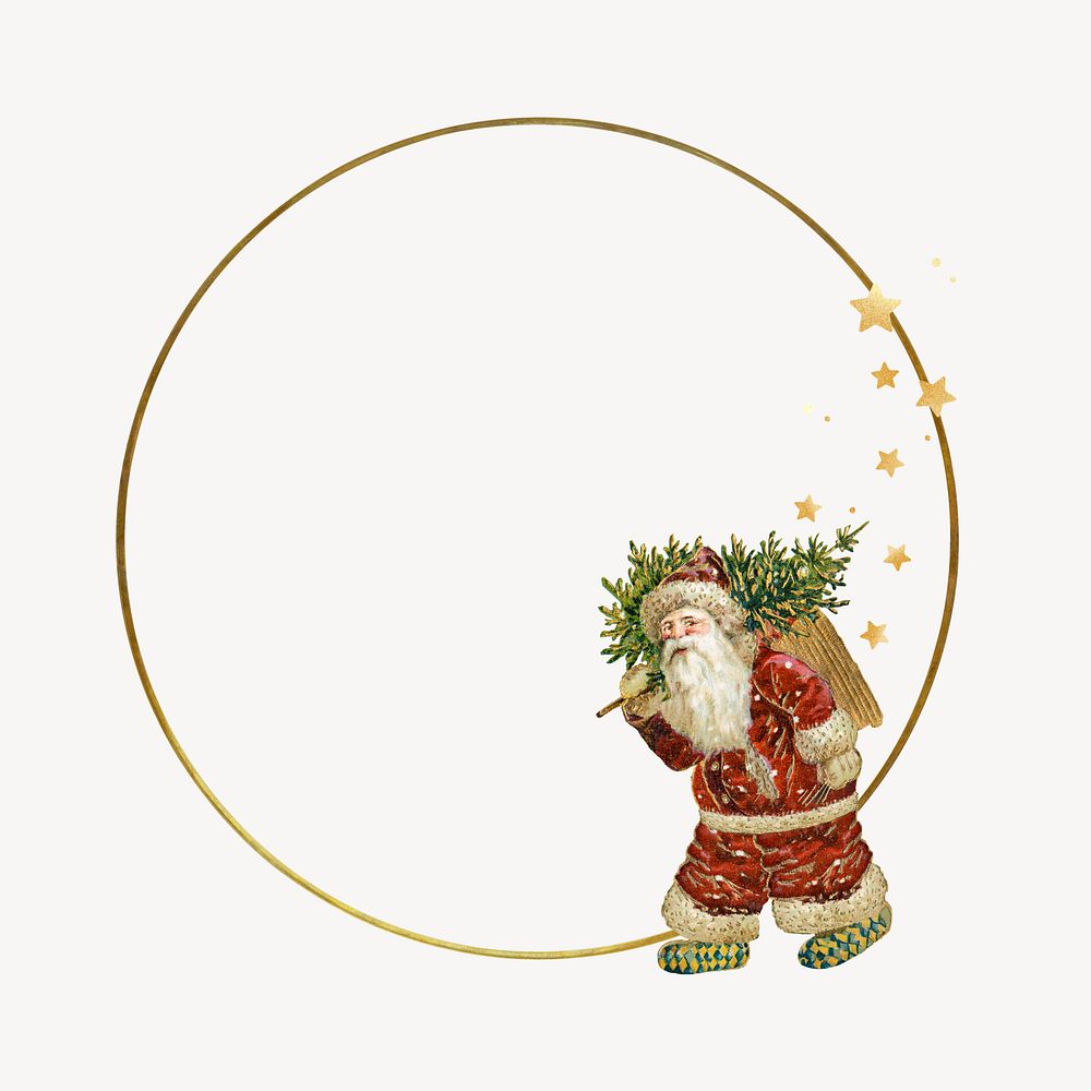 Santa Claus frame, gold circle | Premium Photo Illustration - rawpixel