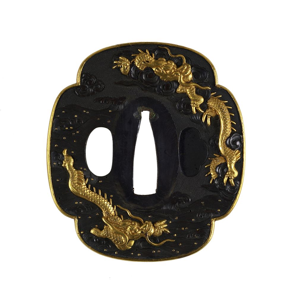 Tsuba Dragons Waves and Clouds. | Free Photo - rawpixel