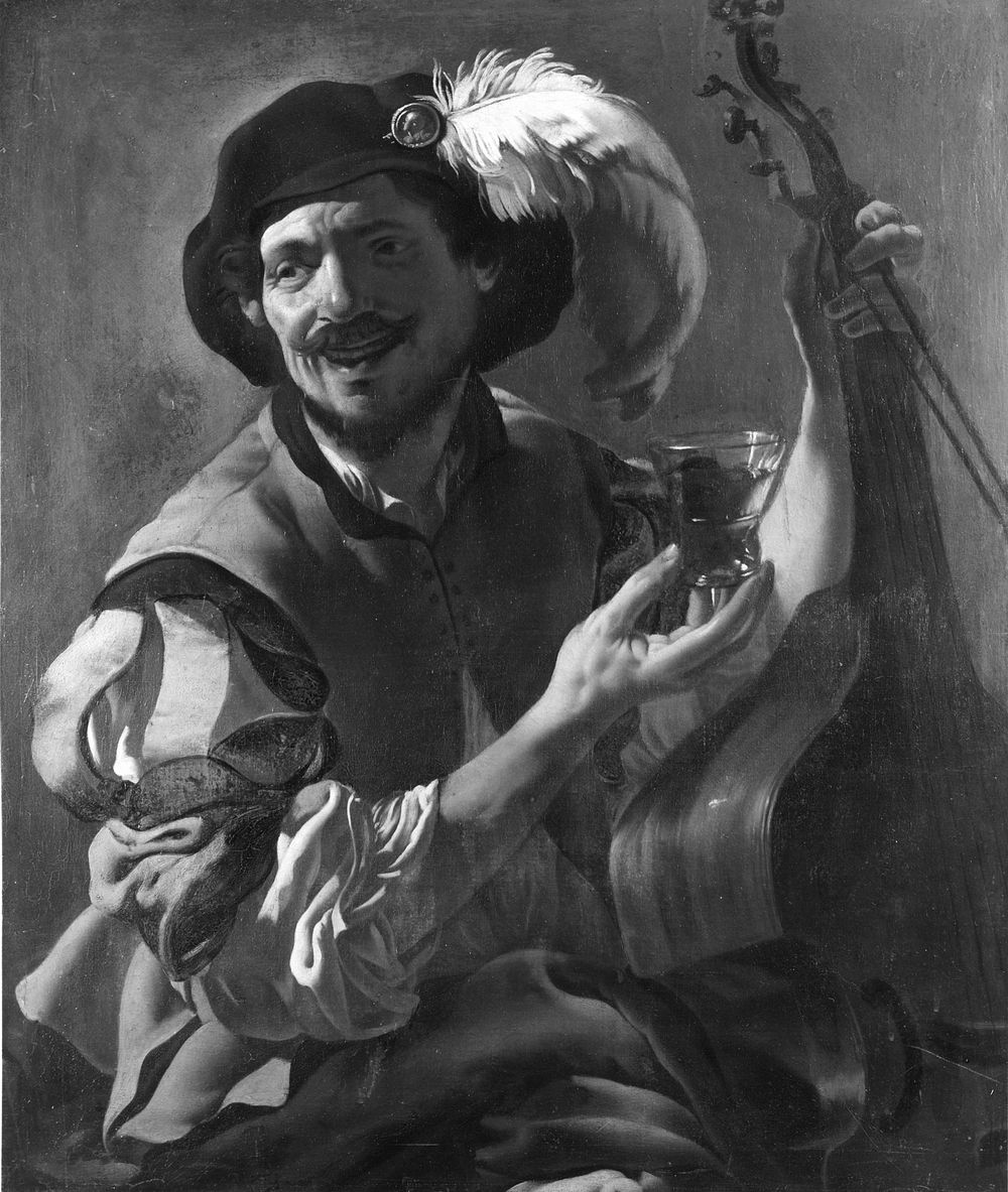 Bass Viol Player Glass (17th | Free Photo Illustration - rawpixel