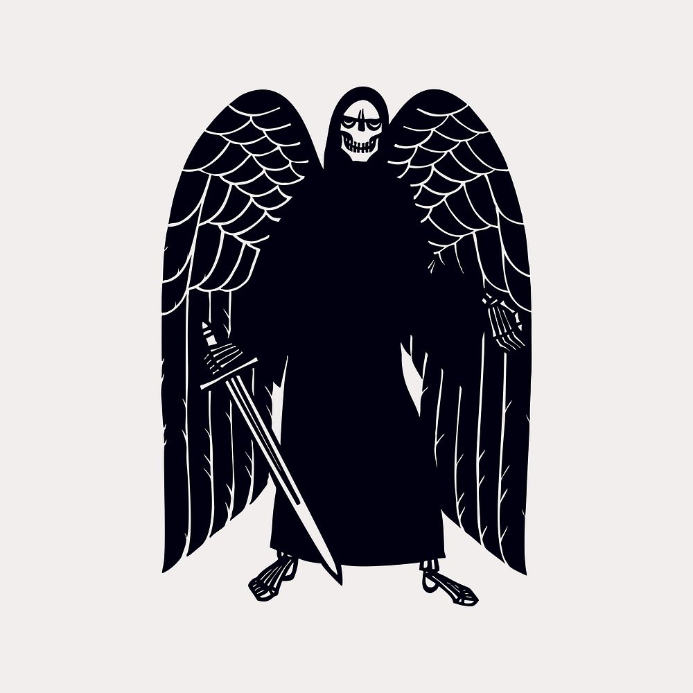 Angel death silhouette collage element | Free Vector - rawpixel
