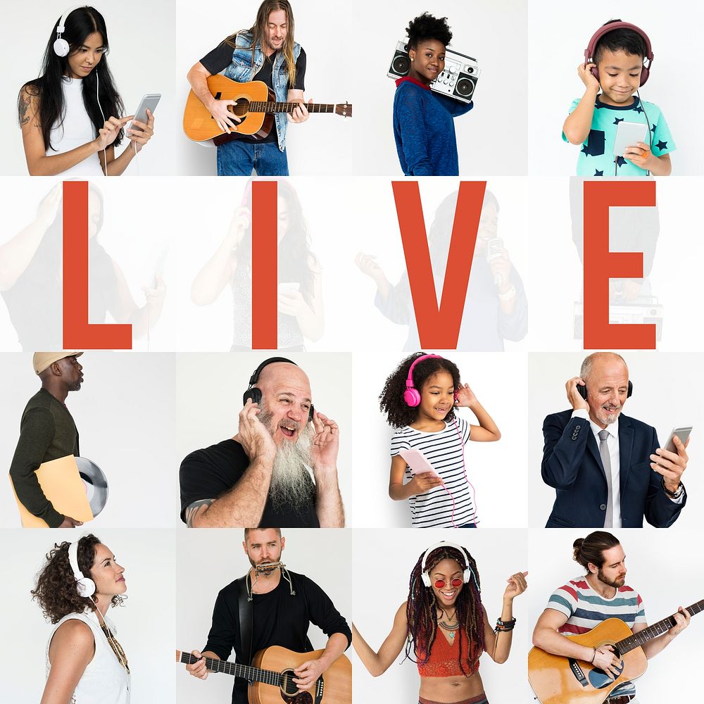 Set of portraits with music | Premium Photo - rawpixel