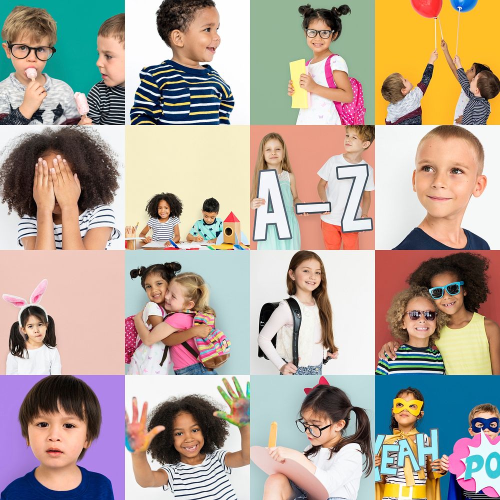 Diversity kids collage collection adorable | Free Photo - rawpixel