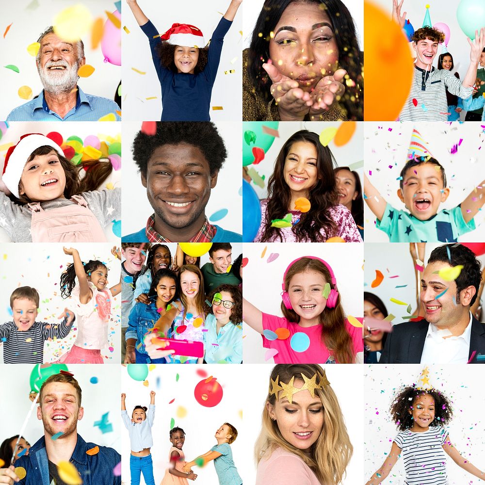 Collage people cheerful party celebration | Premium Photo - rawpixel