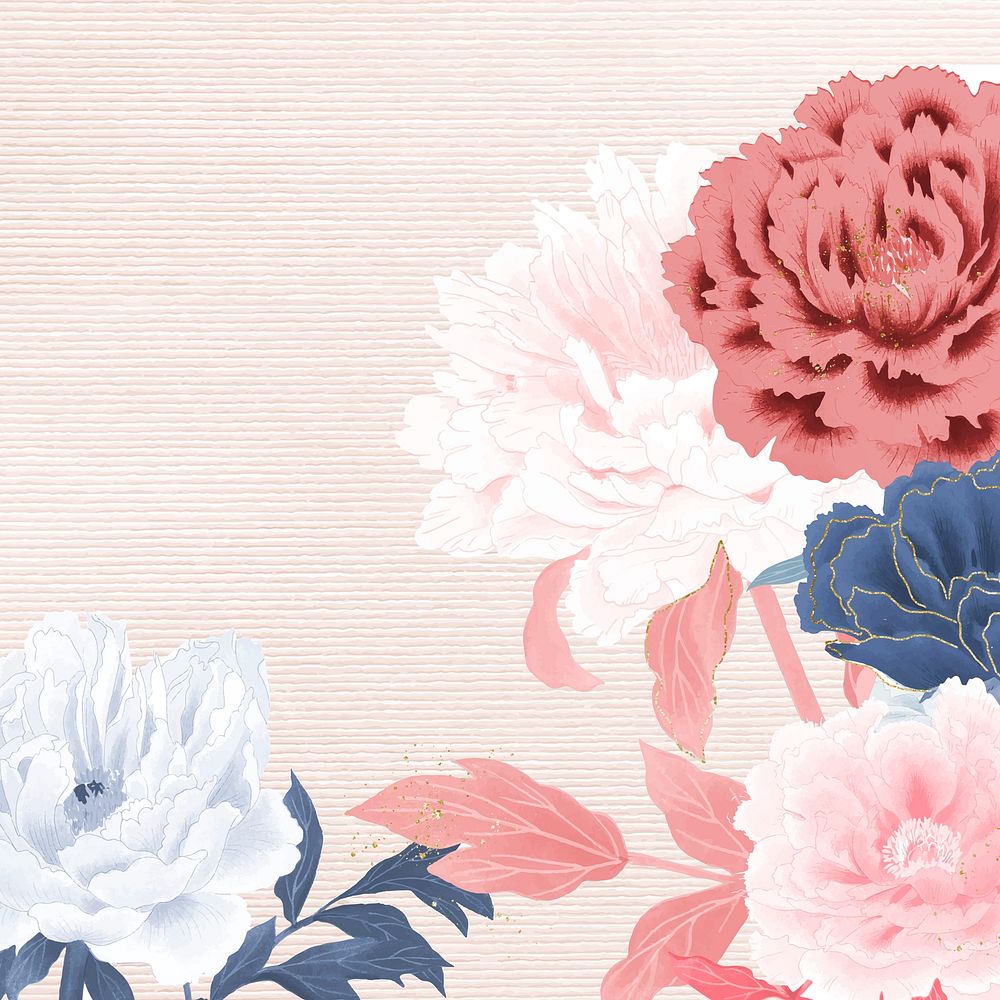Aesthetic peony border, floral red | Premium Vector - rawpixel