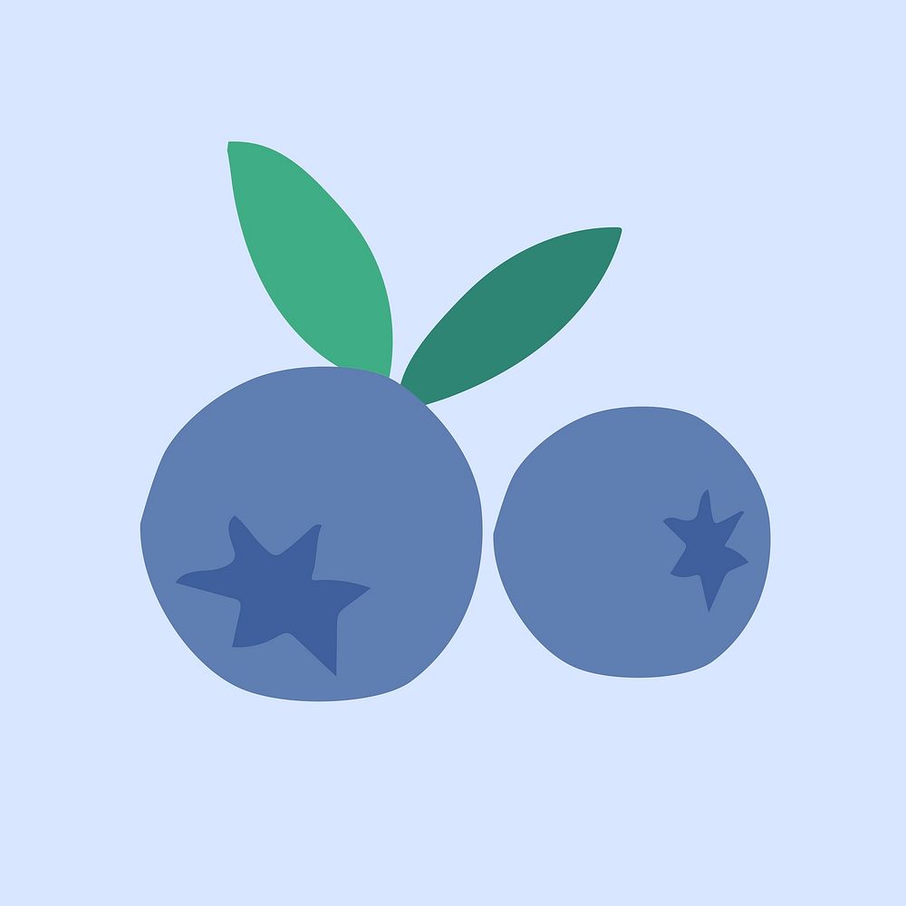 Cute blueberries clip art, flat | Free Photo - rawpixel