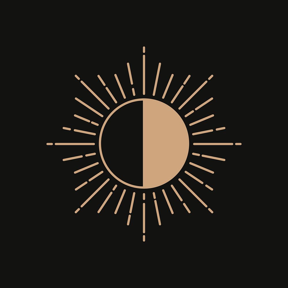 Gold sun clipart, line art | Premium PSD - rawpixel