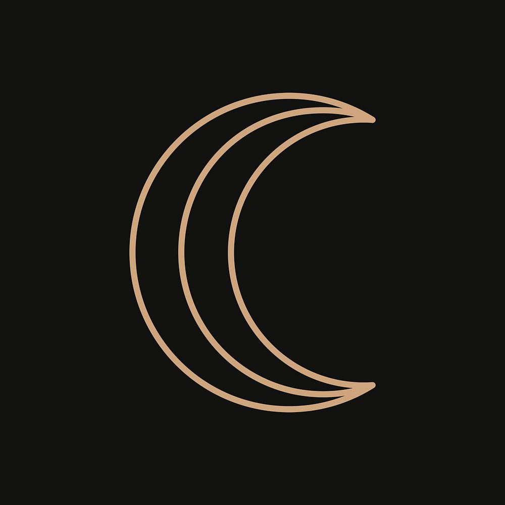 Gold crescent moon sticker, line | Premium PSD - rawpixel