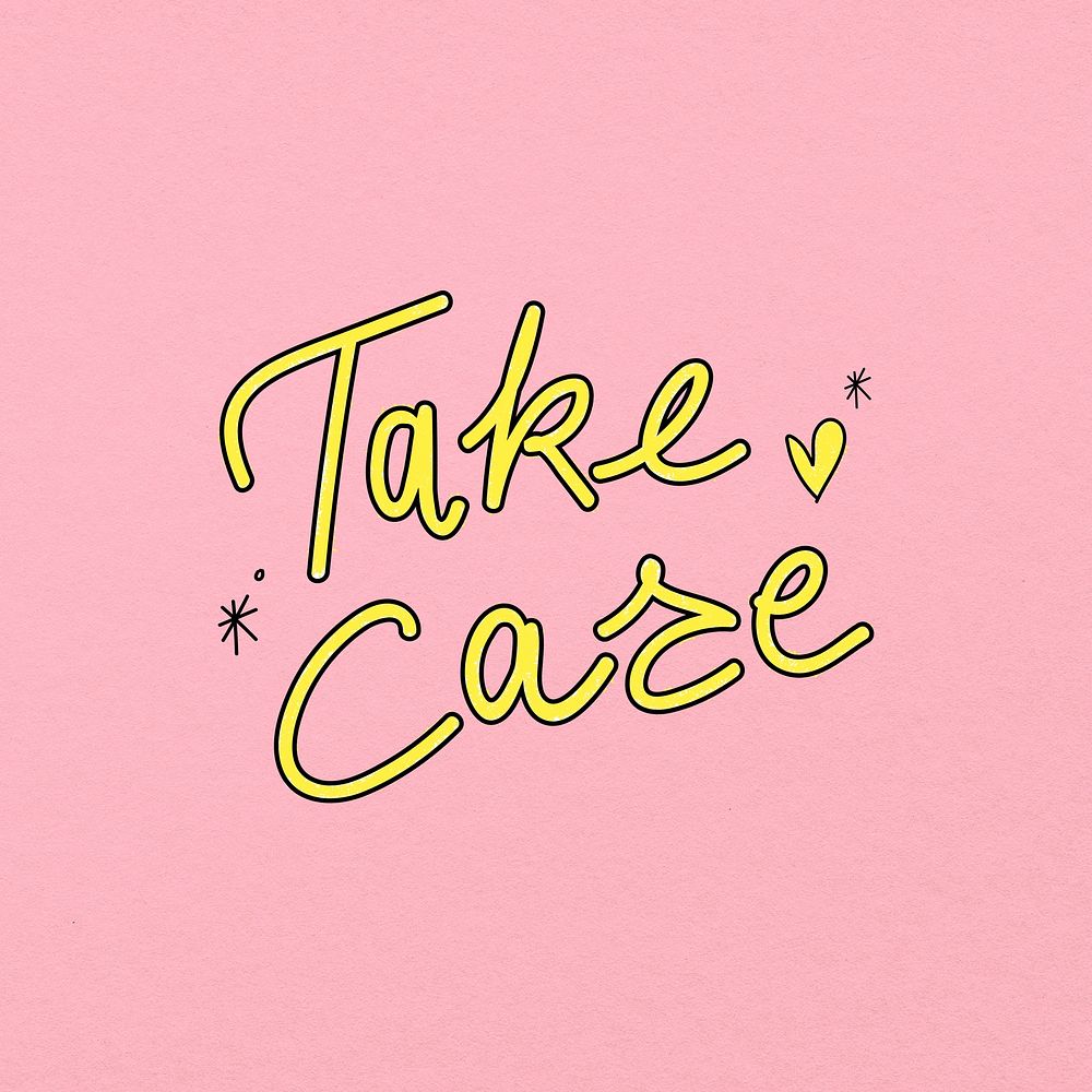 Take care word sticker, cute | Premium PSD - rawpixel