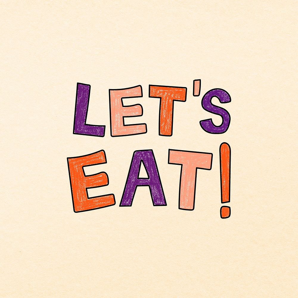 LET'S EAT word sticker, cute | PSD - rawpixel