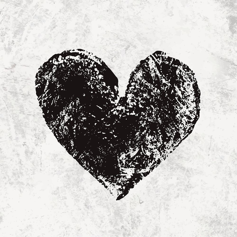 Black grunge heart clipart, dark | Free Vector - rawpixel
