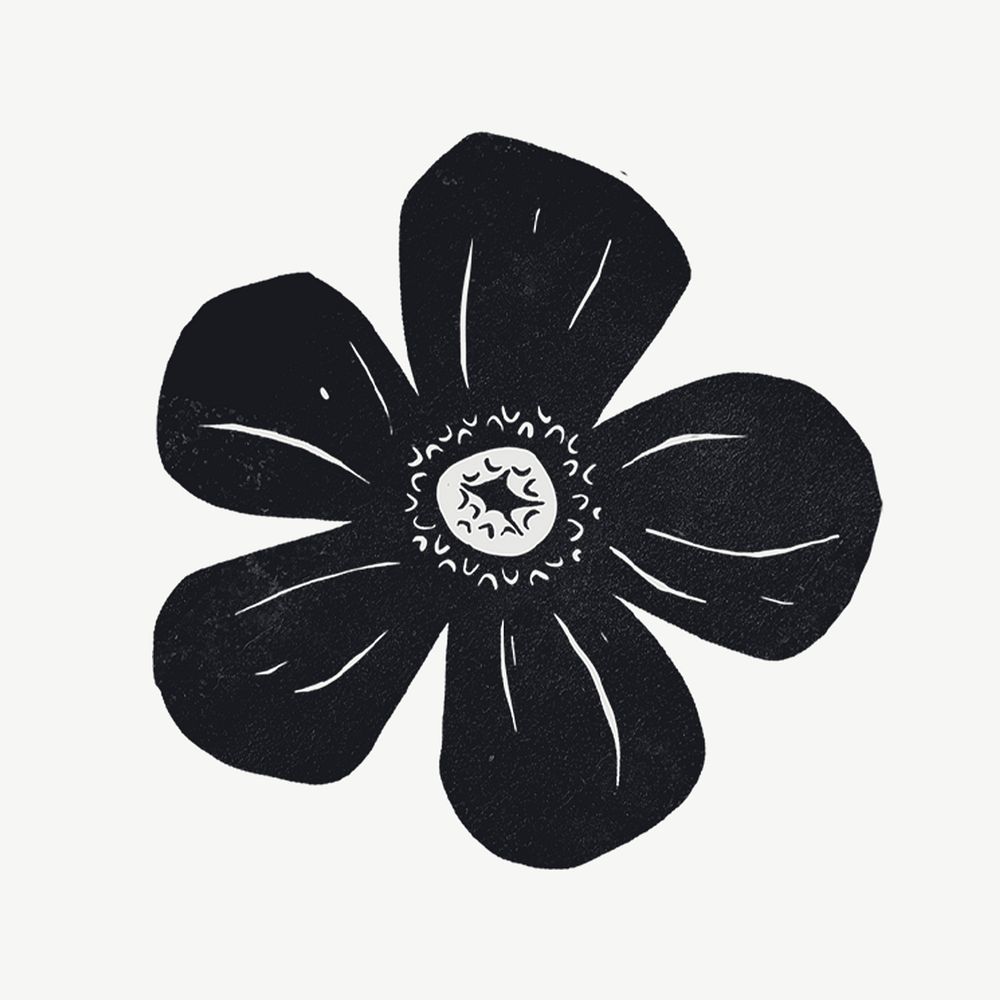 Black flower illustration collage element | Premium PSD - rawpixel