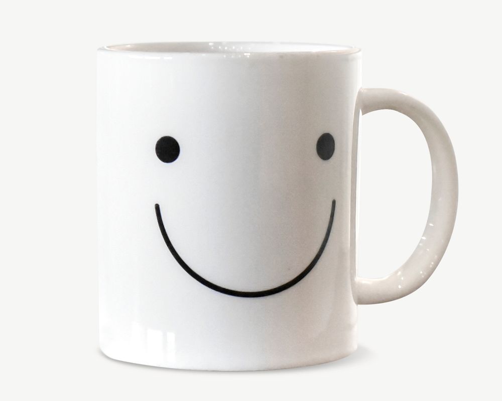 Smiley face mug collage element | Free PSD - rawpixel