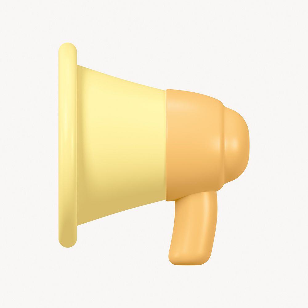 Pastel megaphone clipart, yellow 3D | Free Photo Illustration - rawpixel