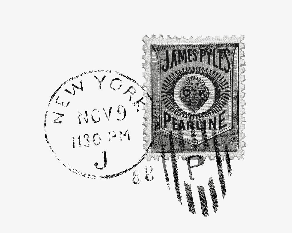 Vintage postage stamp illustration. Remixed | Premium Photo ...