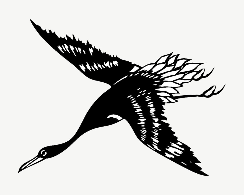 Japanese bird illustration collage element | Premium PSD - rawpixel