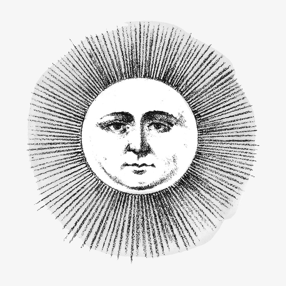 Sun human's face, vintage illustration | Premium Photo Illustration ...