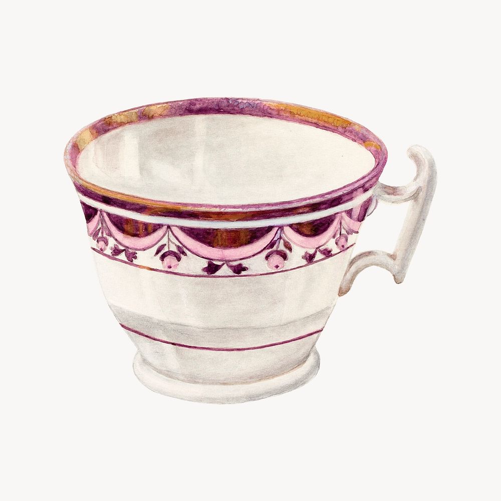 Watercolor teacup collage element. Remixed | Premium Photo - rawpixel
