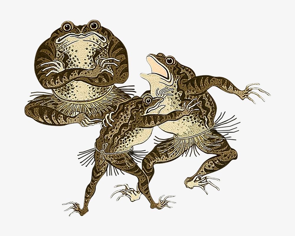 Frog woodblock print collage element. | Premium Photo Illustration ...