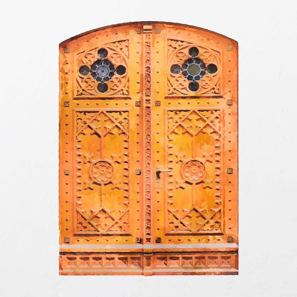 Watercolor gothic door clipart, vintage | Premium Vector Illustration ...