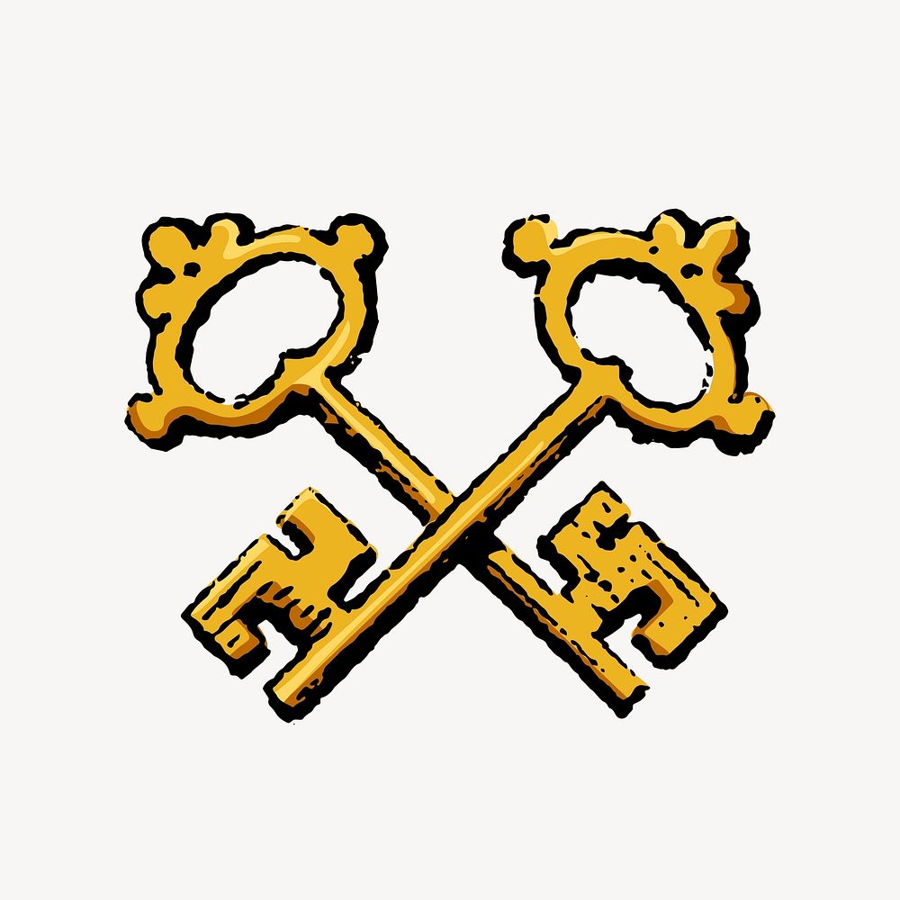 Crossed keys clipart, vintage object | Free PSD Illustration - rawpixel