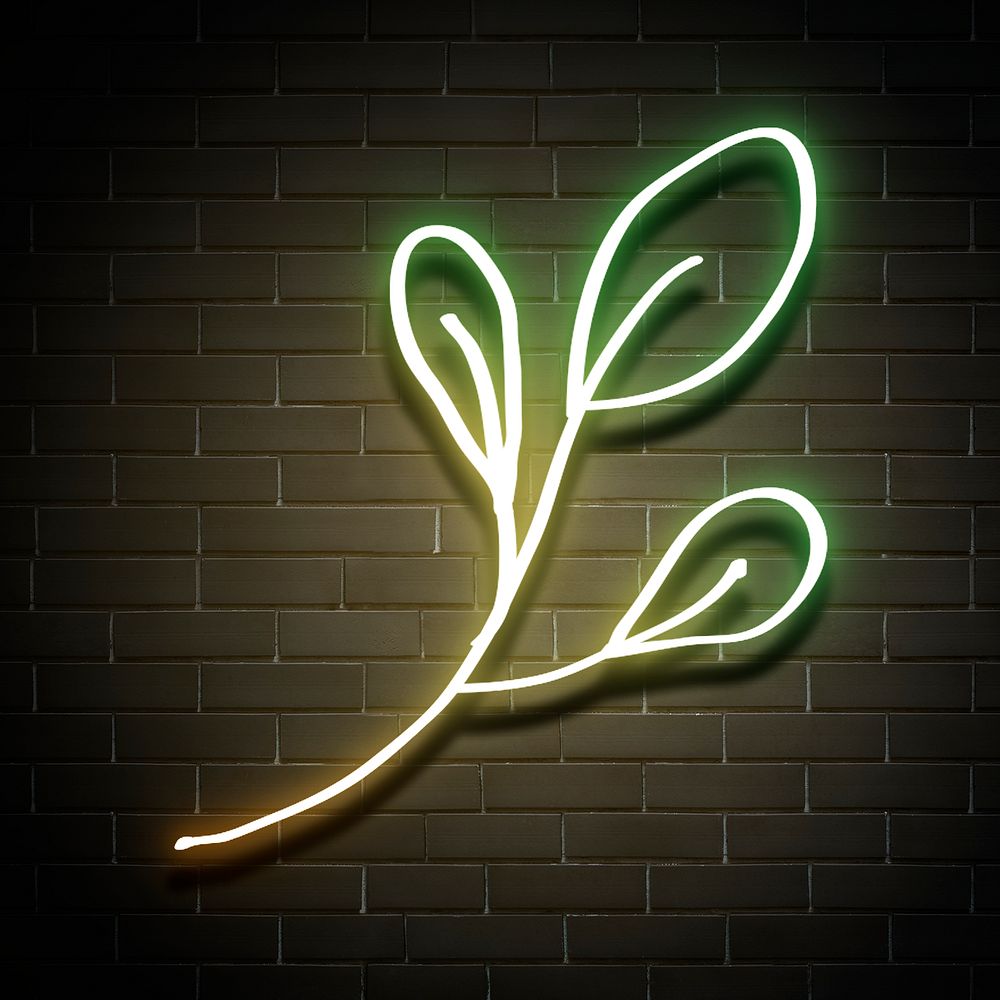 Neon green leaf glowing sign | Premium PSD - rawpixel