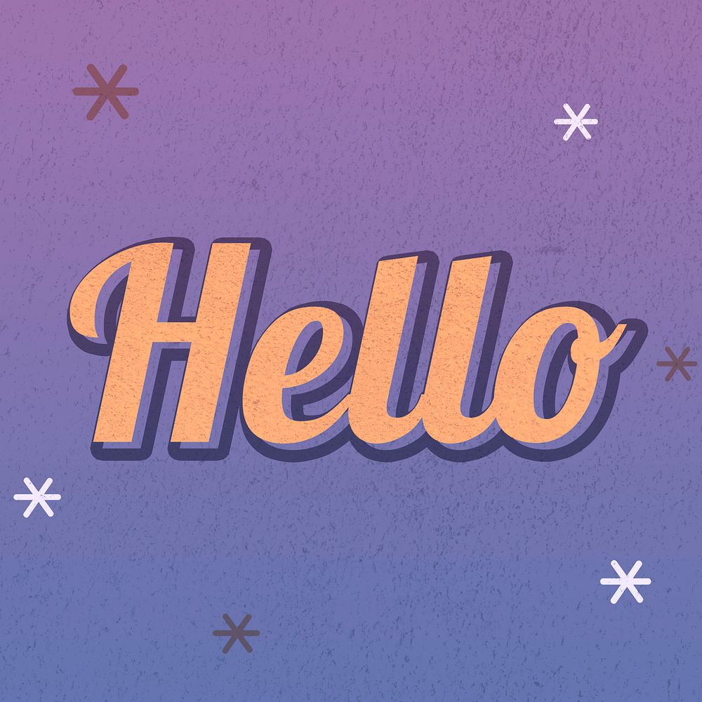 Hello typography retro purple night | Free Photo - rawpixel