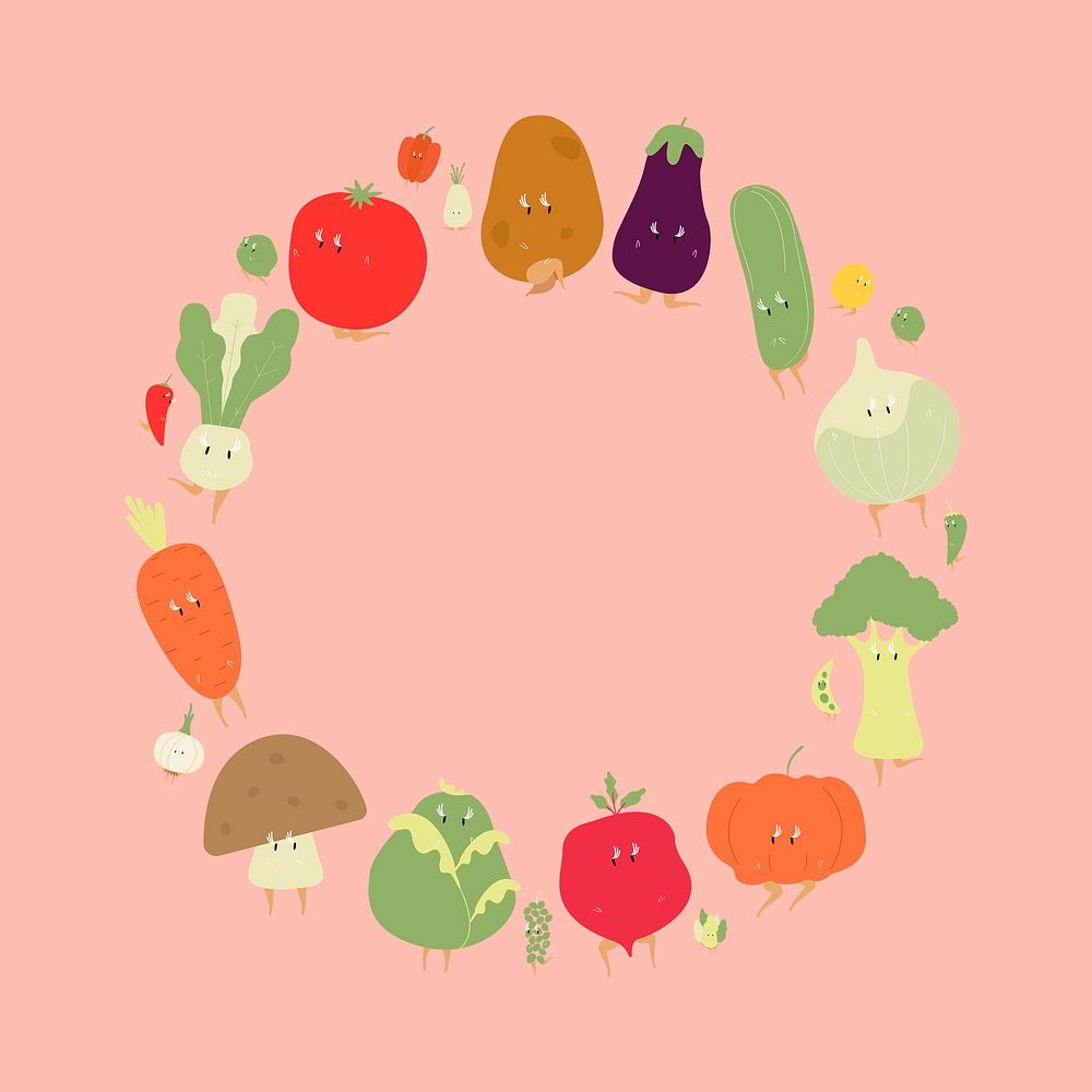 Cute vegetable frame, healthy ingredient | Premium PSD - rawpixel