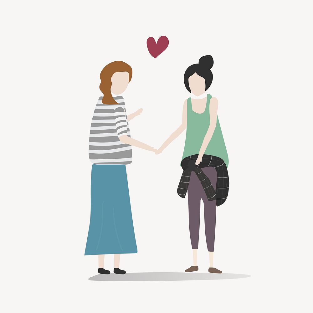 Lesbian couple clipart, aesthetic LGBTQ | Free Photo Illustration ...