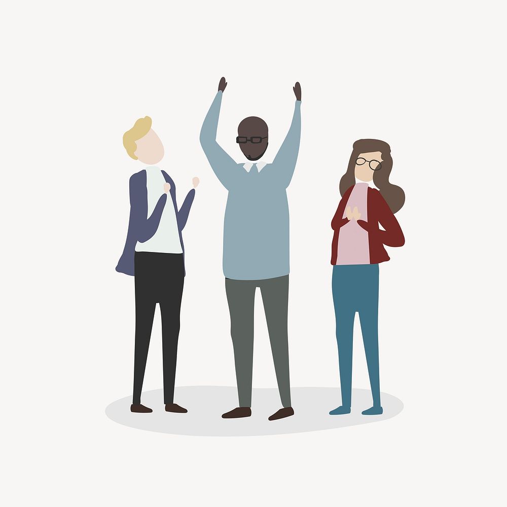 Business people cheering clipart, teamwork, | Vector Illustration ...